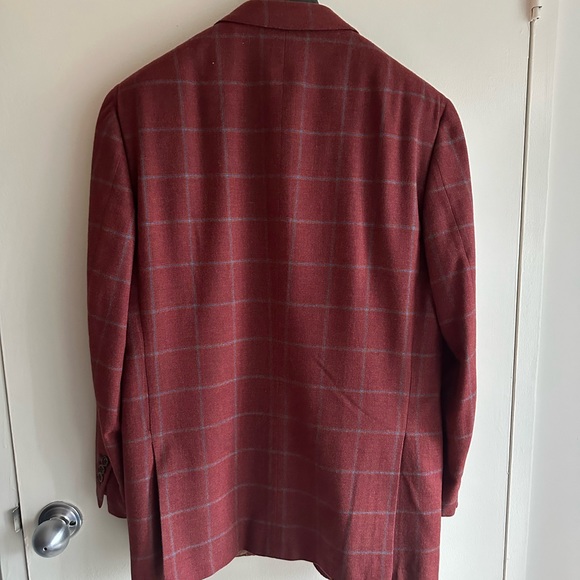 Brioni | Suits & Blazers | Brioni Modern Red And Blue Window Pane Wool ...